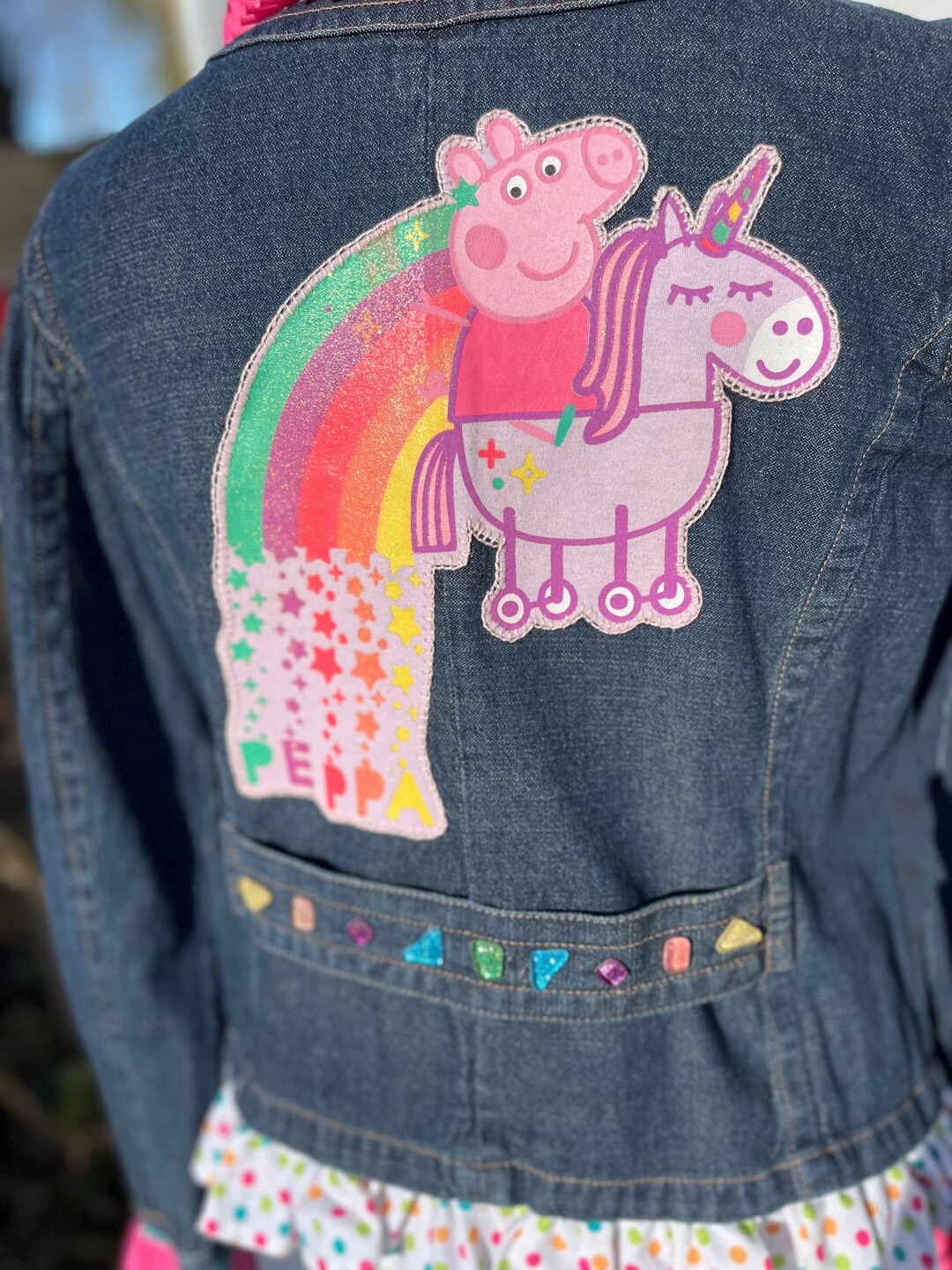 Peppa Pig Themed Jean's Jacket - Etsy