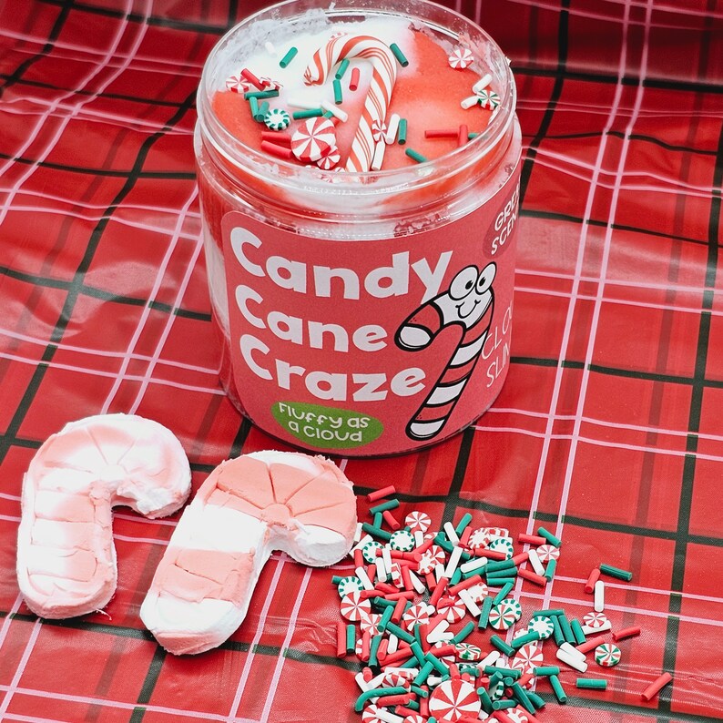 Candy Cane Craze Fluffy Cloud Slime - Etsy