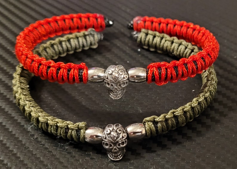 Stainless Steel Paracord Skull Cuff Bracelet for Men, Great Gift Idea ...