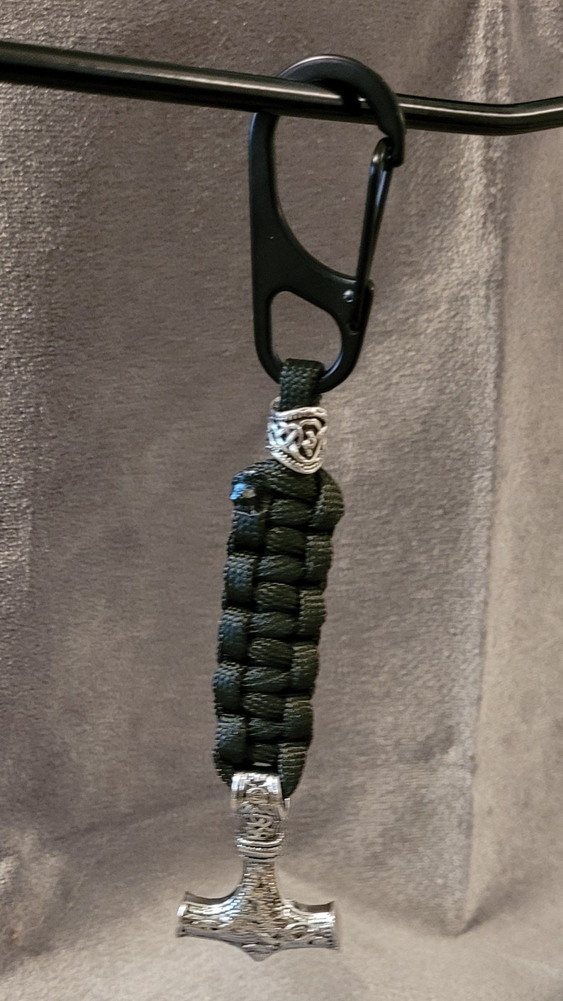 Veteran Made, Silver Mjolnir Keychain, Handmade Paracord, Mjolnir ...