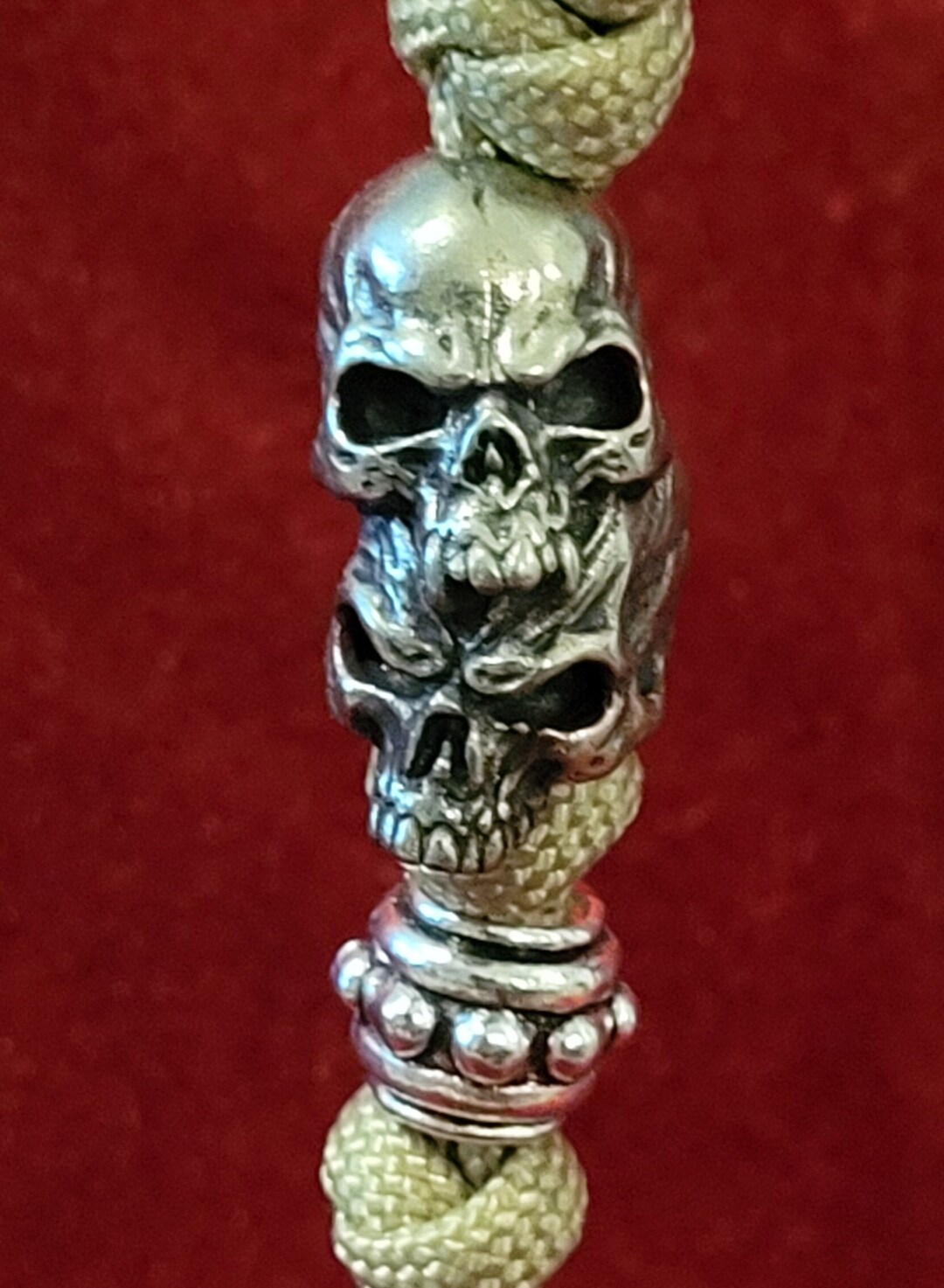 Veteran Made. Silver Brass Skulls Head, on Desert Tan Paracord, EDC ...