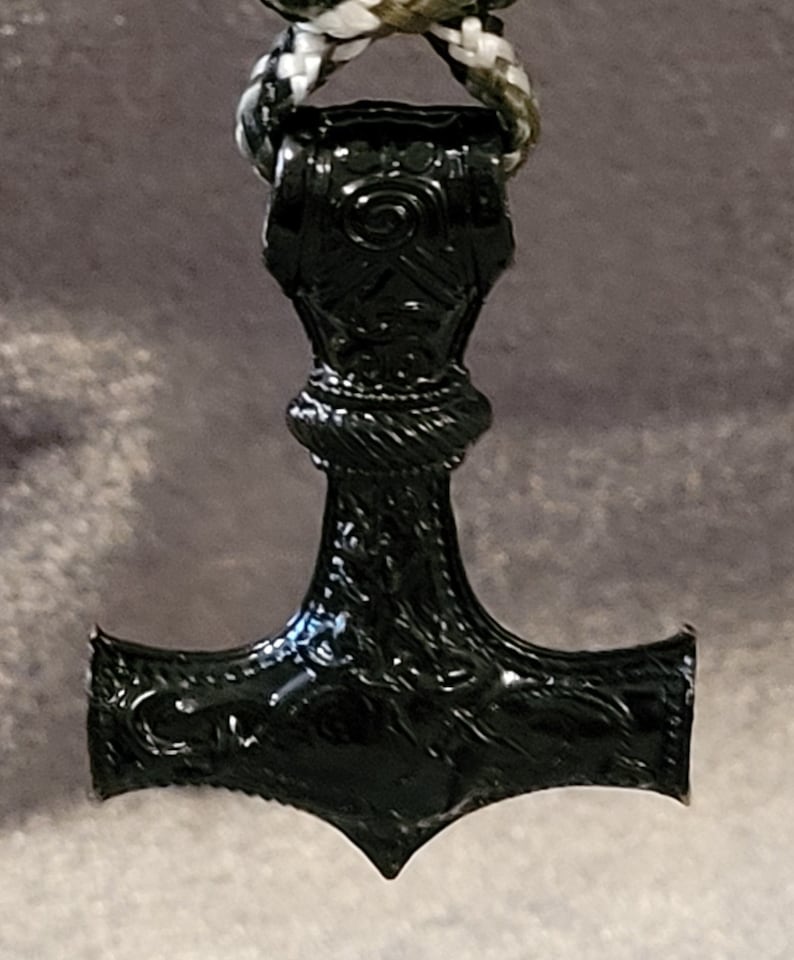 Veteran Made, Black Mjolnir Keychain, Handmade Paracord, Mjolnir ...