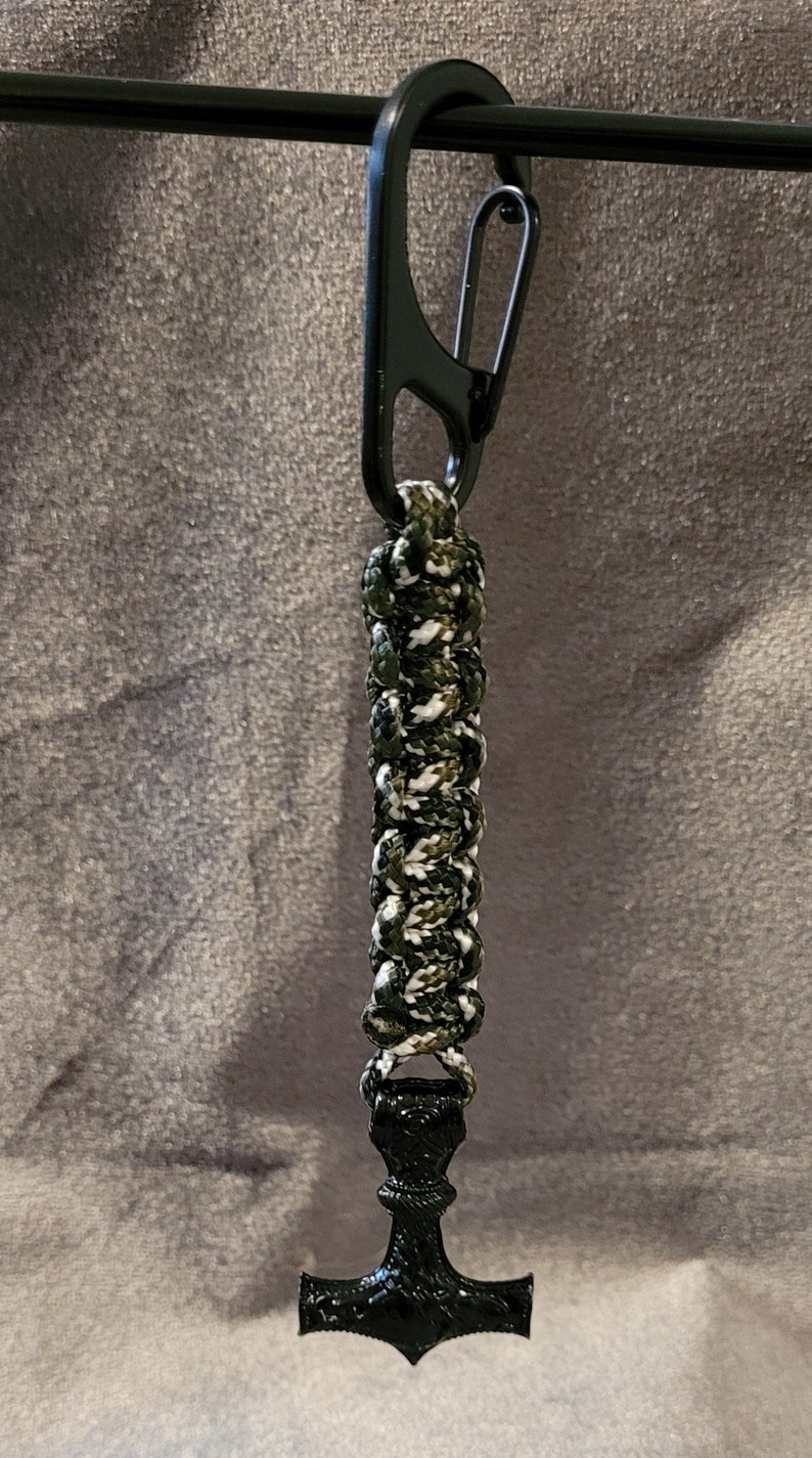 Veteran Made, Black Mjolnir Keychain, Handmade Paracord, Mjolnir ...