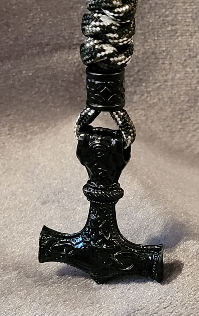 Veteran Made, Black Mjolnir Keychain, Handmade Paracord, Mjolnir ...