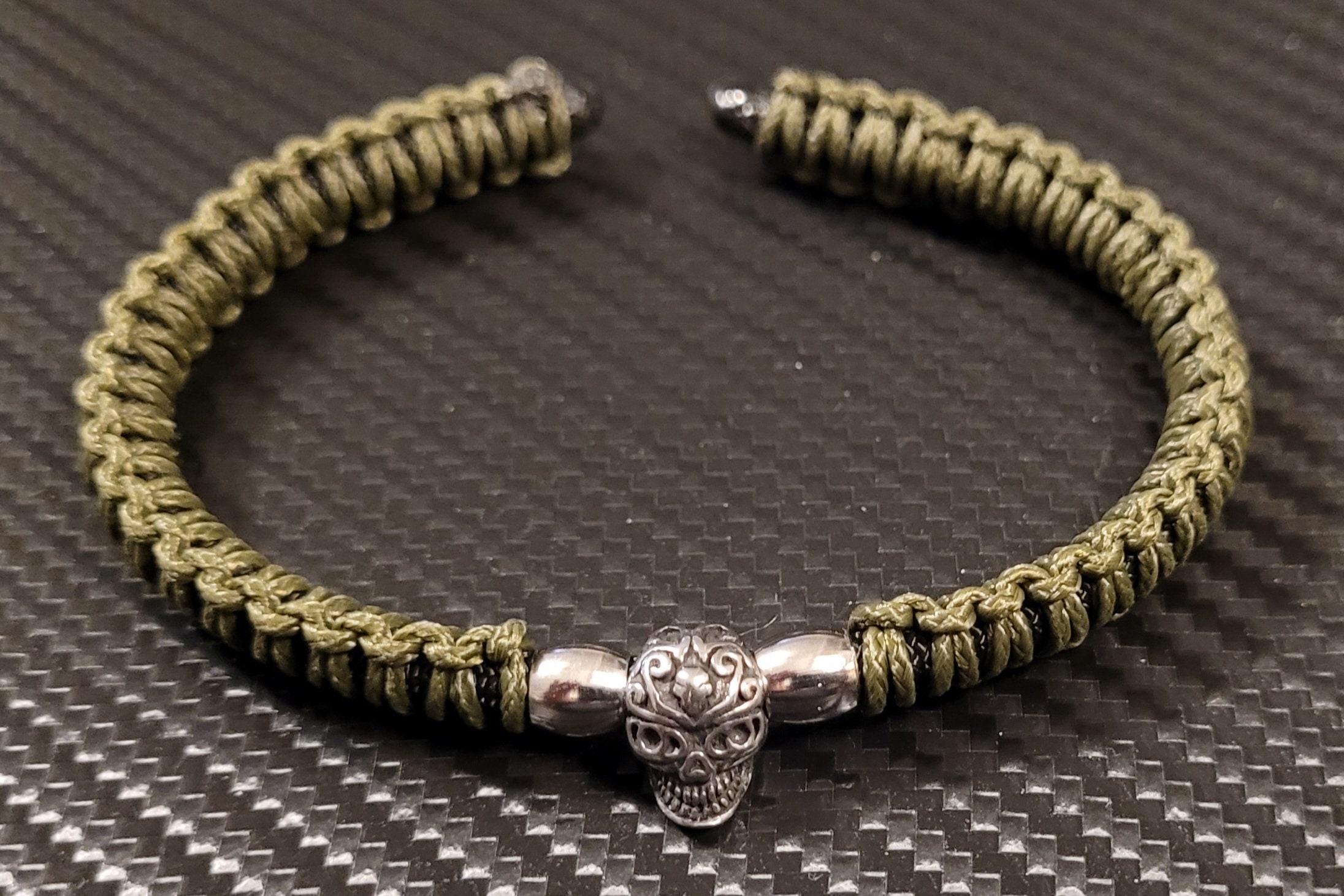 Stainless Steel Paracord Skull Cuff Bracelet for Men, Great Gift Idea ...