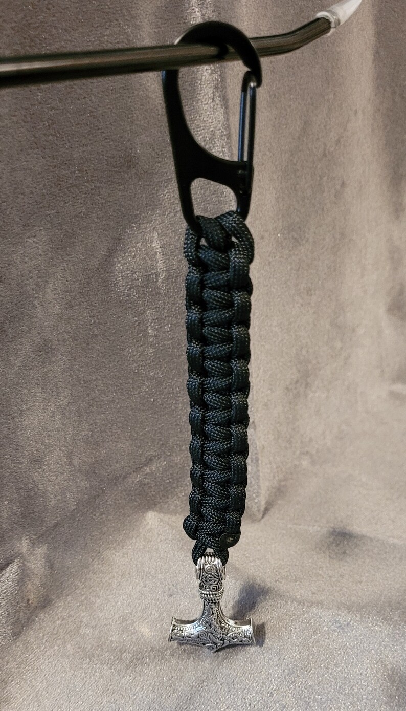 Veteran Made, Silver Mjolnir Keychain, Handmade Paracord, Mjolnir ...