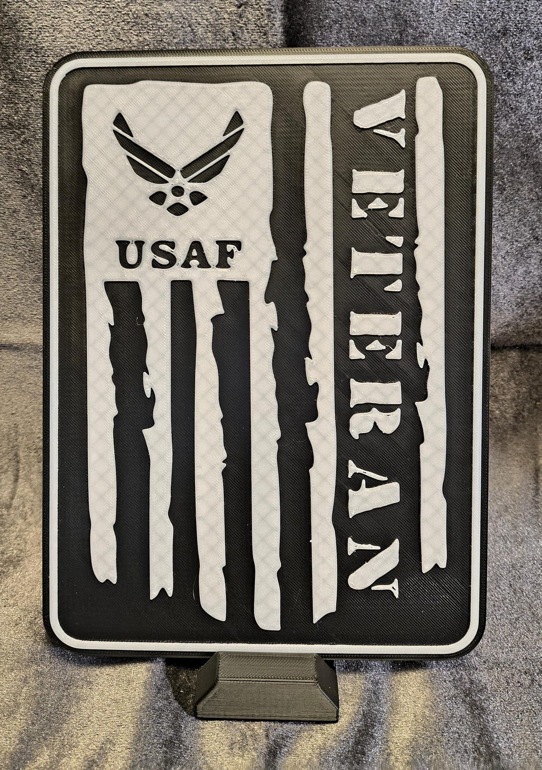US Air Force Veteran Flag, 3D Print Multiple Color 8.5x6.25 Inch Desk ...