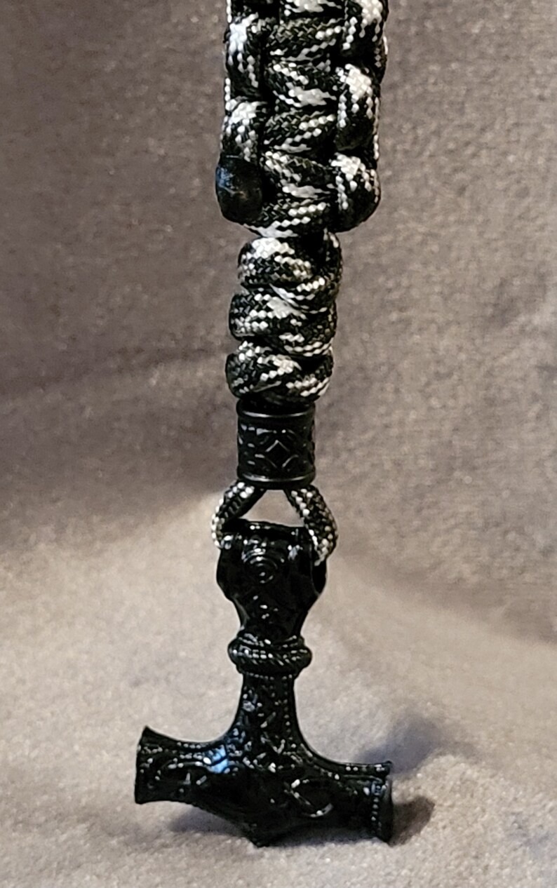 Veteran Made, Black Mjolnir Keychain, Handmade Paracord, Mjolnir ...