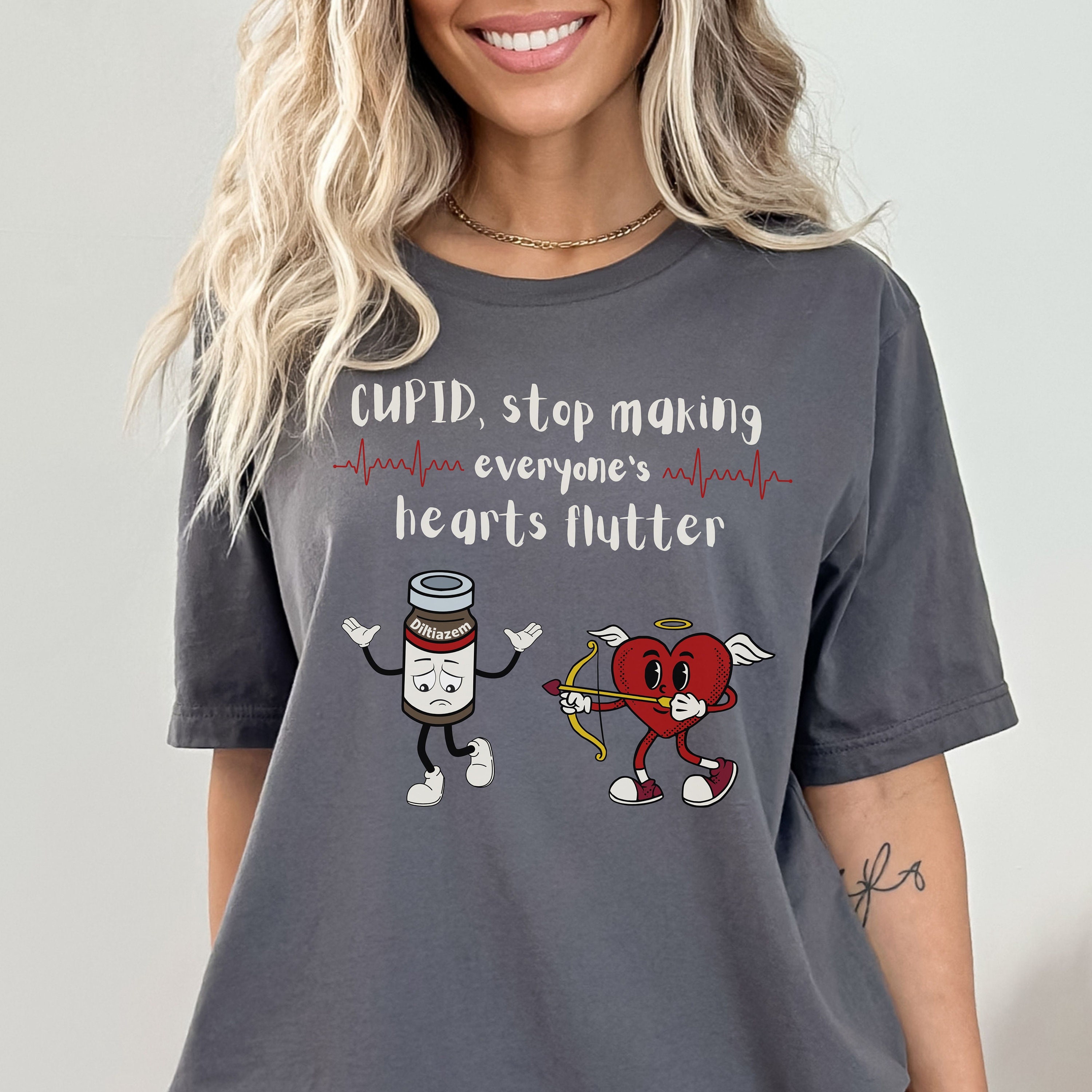 A-flutter Valentine's Day Nurse Humor Tee, Cupid Funny RN Medical Joke ...