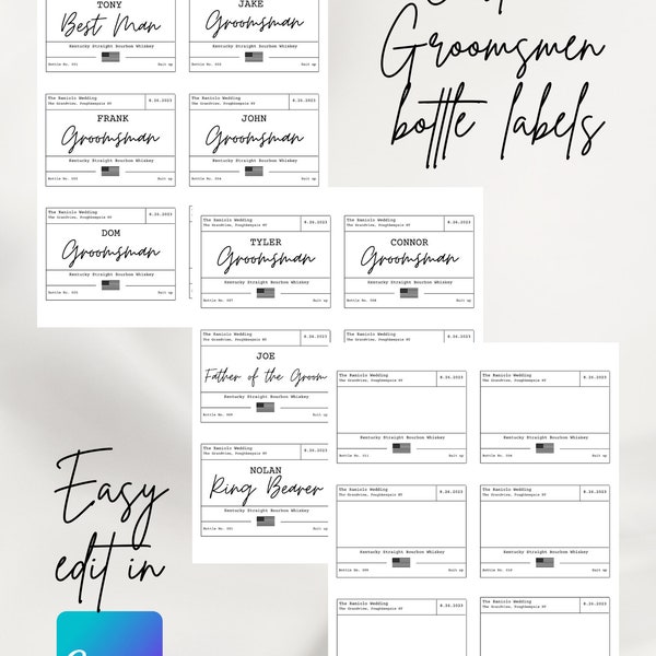 Groomsmen Bottle Label Template - Etsy