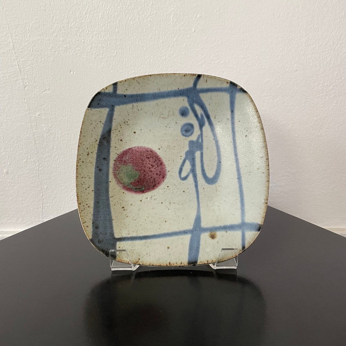 Vintage 1980s WAYNE NGAN Plate With Brushwork, Canadian Studio Pottery ...