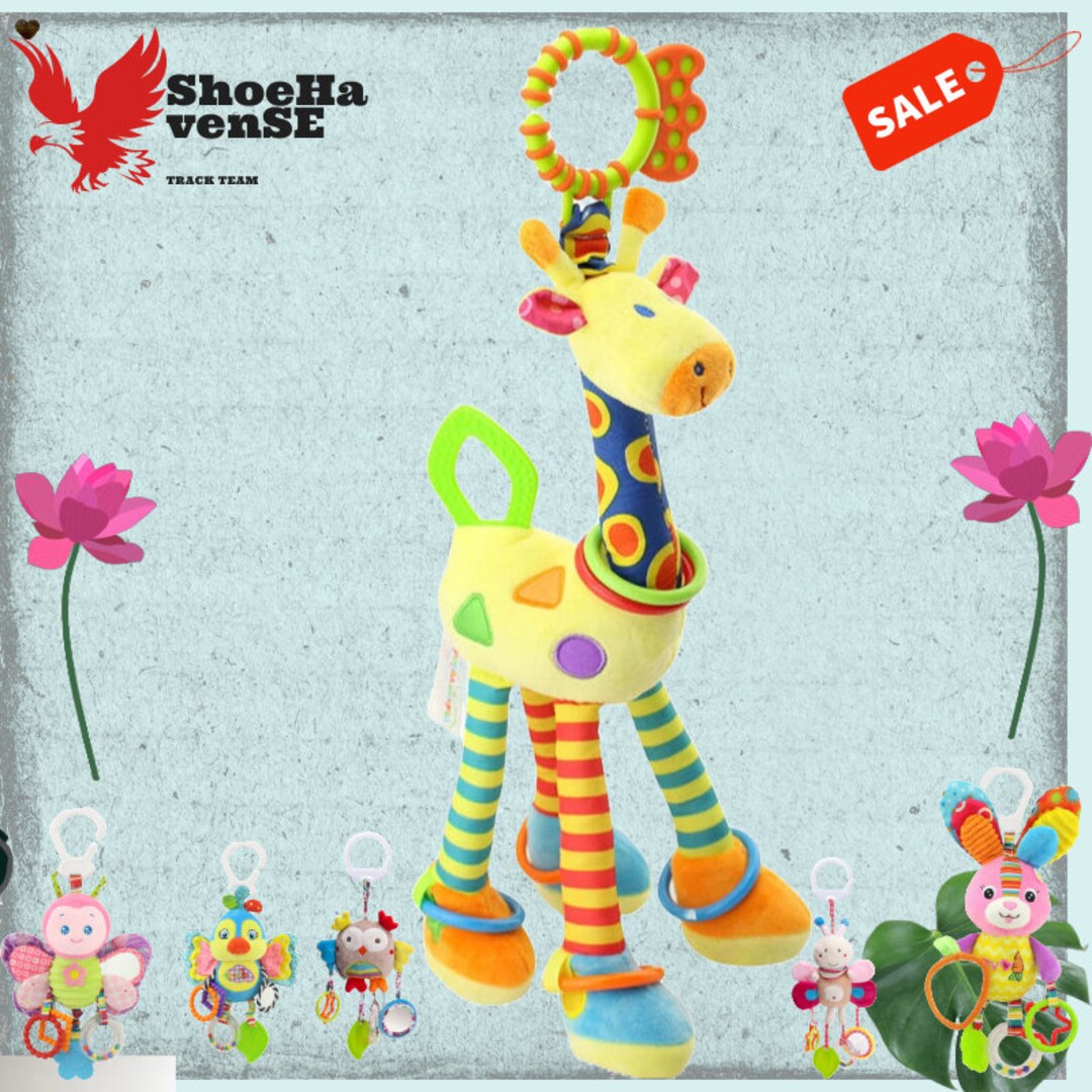 Soft Giraffe Zebra Handbell Rattles Plush Development Toys With Teether ...