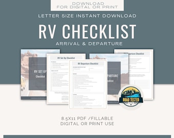 RV Arrival and Departure Checklist Bundle, PRINTABLE & Editable, RV ...