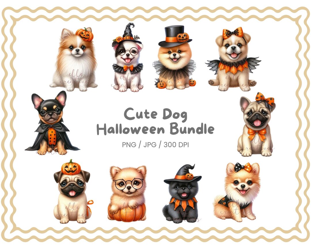 Dog Halloween PNG JPG Clipart Bundle, Set of 10, Ghost Dog, Dog ...