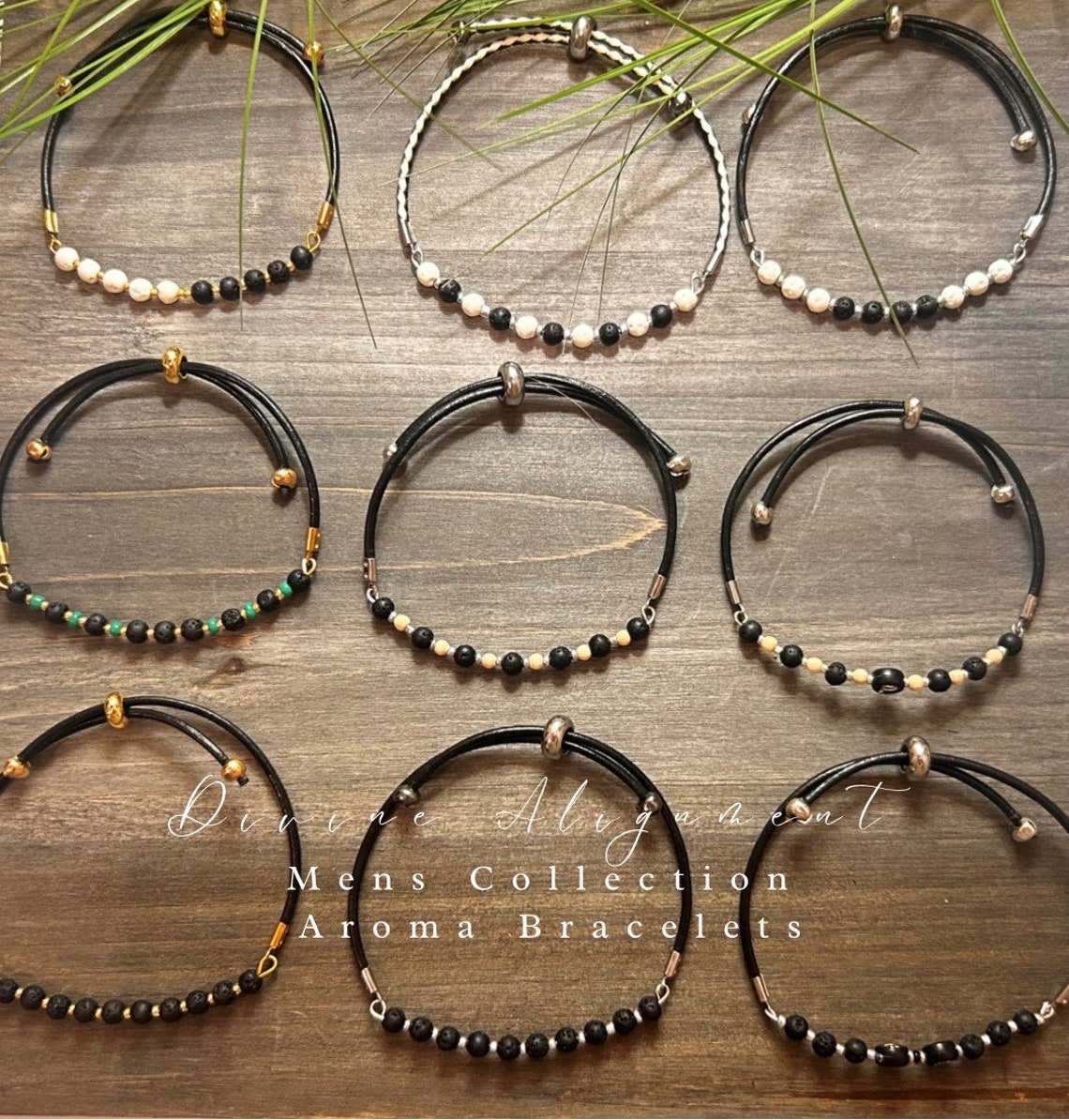 Men's Aromatherapy Lava Stone Bracelets Hand Crafted Divinealignmentnj ...