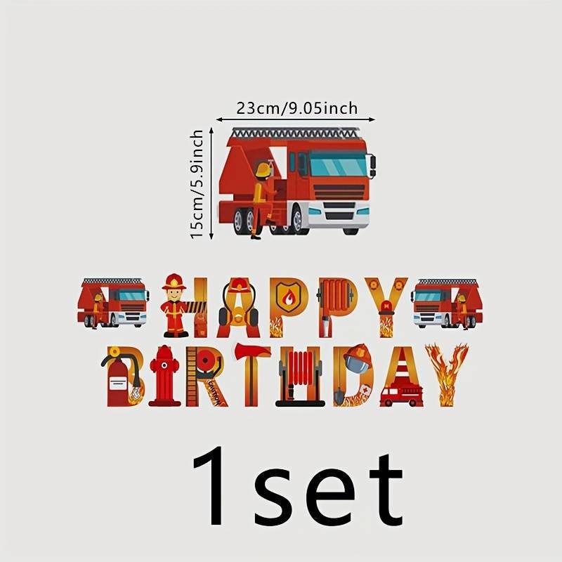 5 Meters Fire Truck Fireman Sam Happy Birthday Banner Bunting Party ...