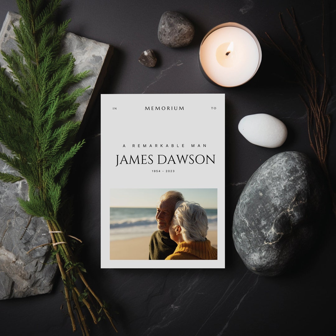 Stoic Minimalist Funeral Program for a Man - Canva Template | Order of ...