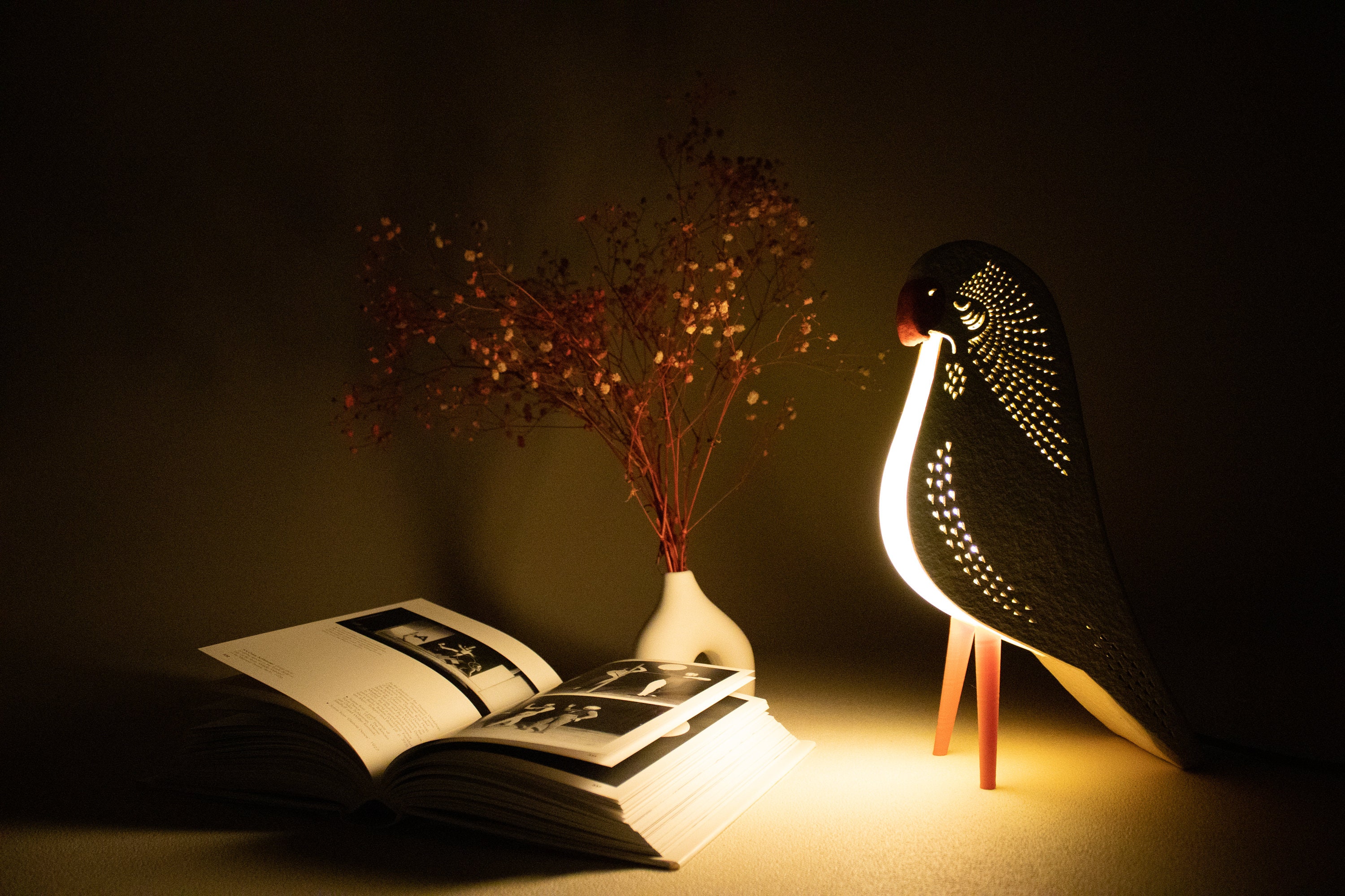 Papermache Table Lamps, Bird Night Light, Bedside Lamp for Aesthetic ...