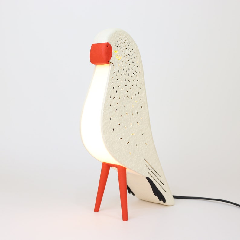 Papermache Table Lamps, Bird Night Light, Bedside Lamp for Aesthetic ...