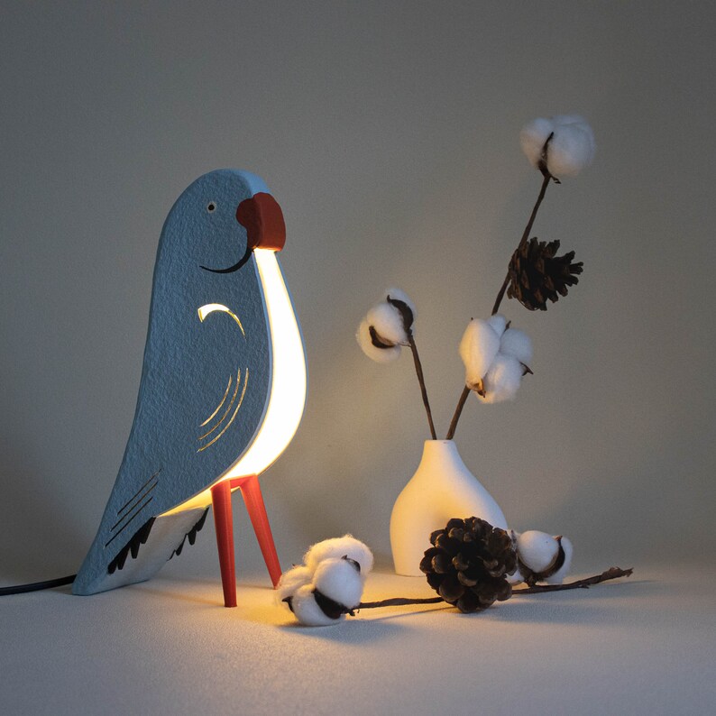Ringnecked Blue Parrot Desk Light, Papermache Table Lamps, New Home ...