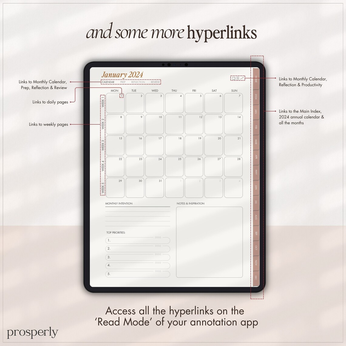 2024 Digital Planner, 2024 Calendar, Goodnotes Planner, Digital Planner ...