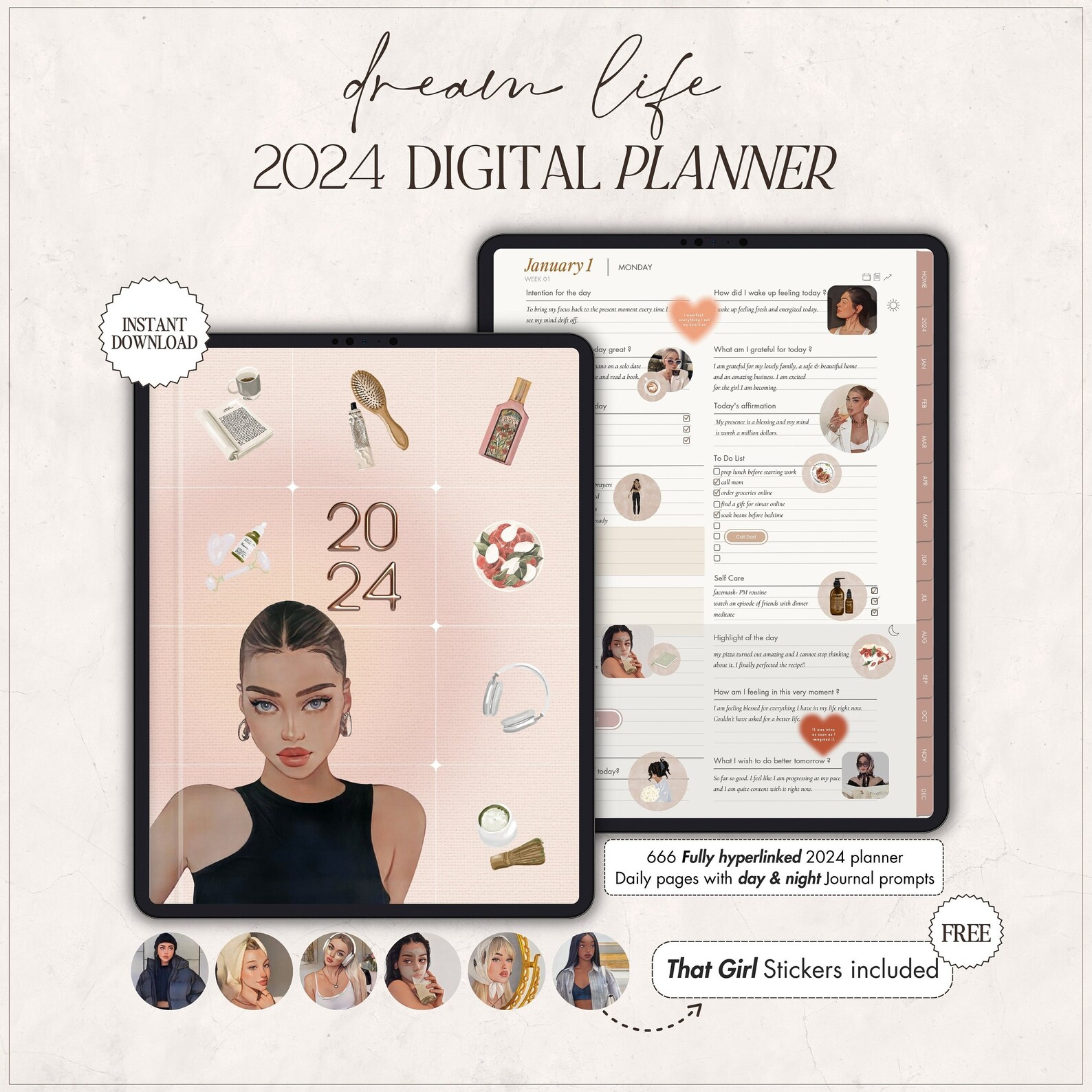 2024 Digital Planner, 2024 Calendar, Goodnotes Planner, Digital Planner ...