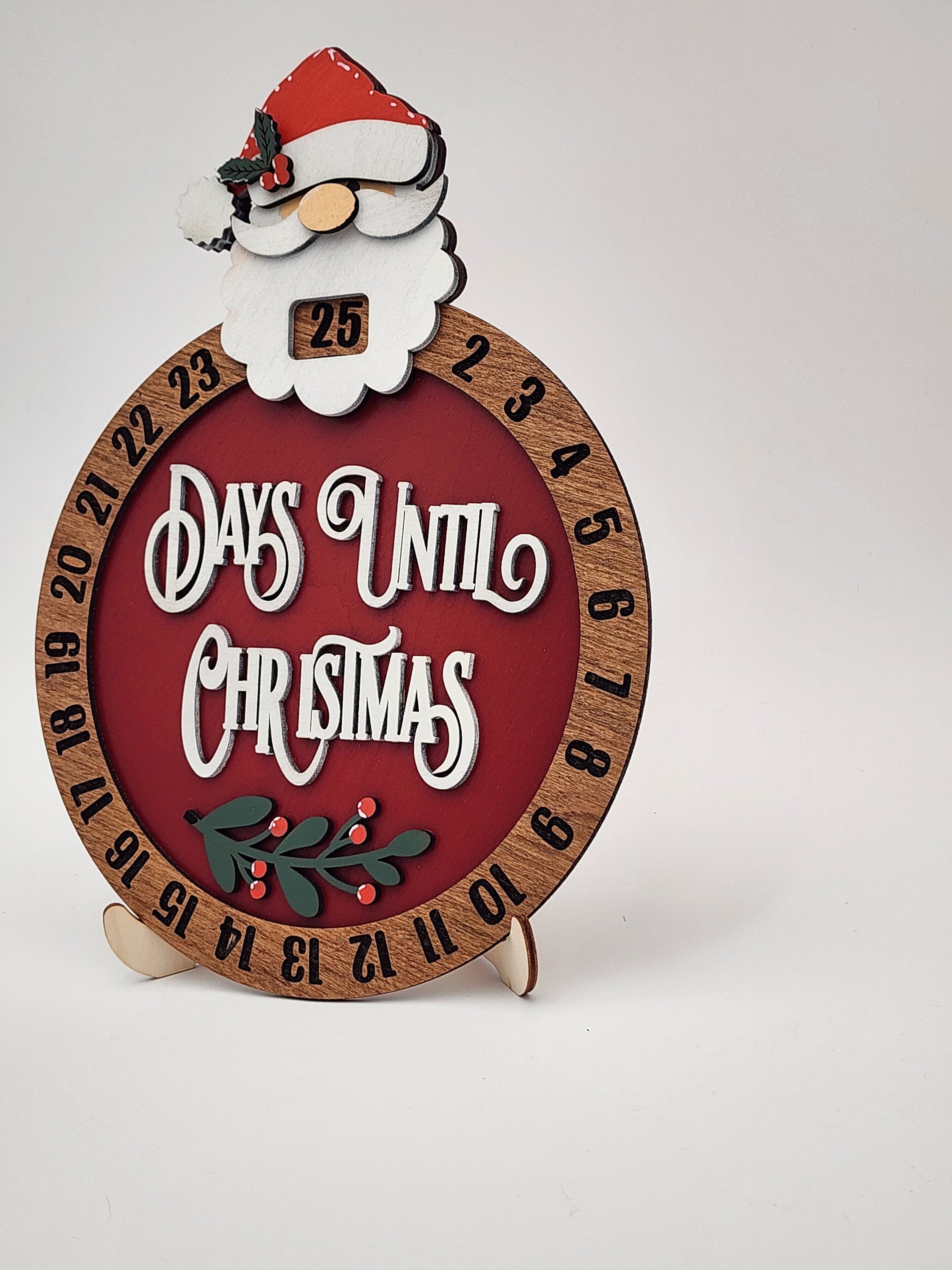 Handcrafted Cherry Wood Advent Calendar Santa Countdown Dial ...