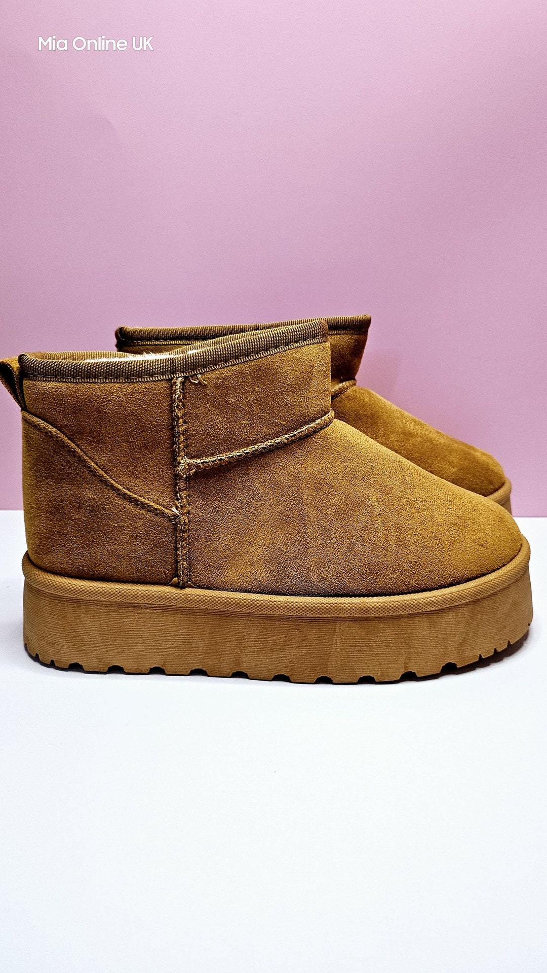 Mini Faux Fur Cosy Platform Mini Ankle Boots With Rubber Sole in ...