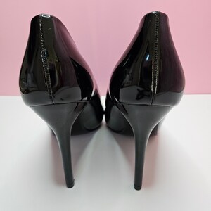 Black Pointed Toe Patent Classic Stiletto High Heel With Black Sole ...