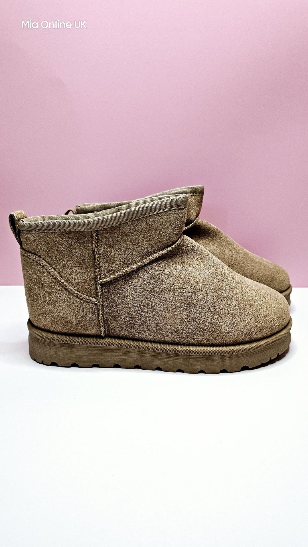Mini Faux Fur Cosy Mini Ankle Boots With Rubber Sole in Camel Brown ...