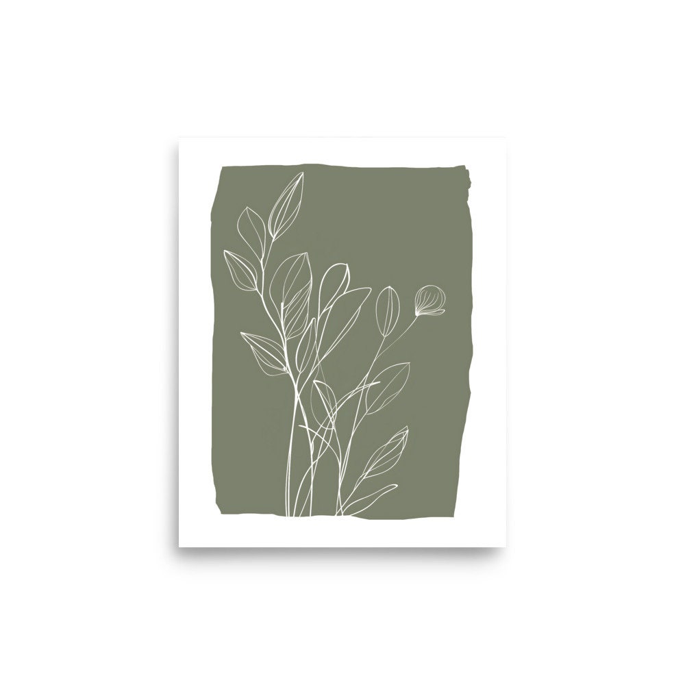 Sage Green Botanical Leaves, Sage Green Wall Art, Botanical Print, Wall ...