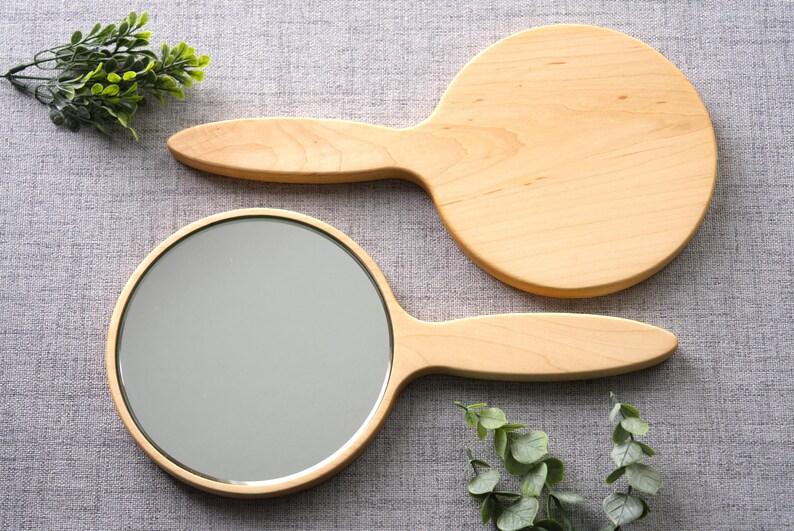 Wooden Hand Mirror, Walnut, Cherry or Maple Hardwood. 6 Inch Glass ...