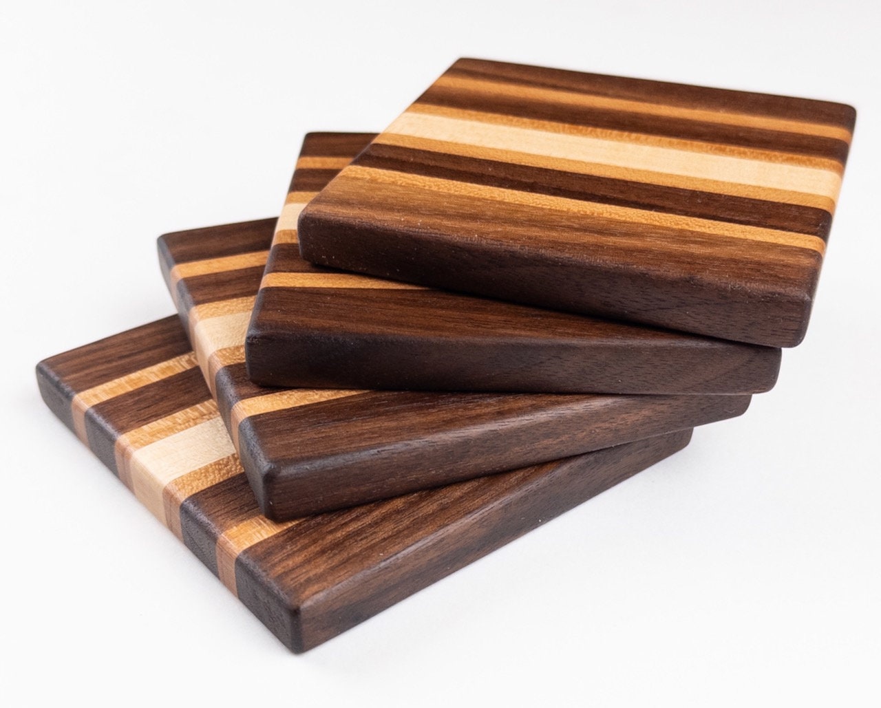 Wooden Coasters: Edge Grain Walnut, Maple and Cherry Hardwood - Etsy