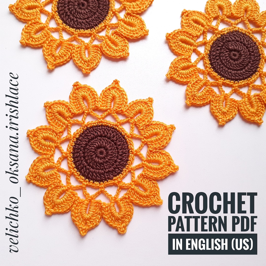 Sunflower Crochet Pattern Irish Lace Crochet Pattern Crochet Flower ...