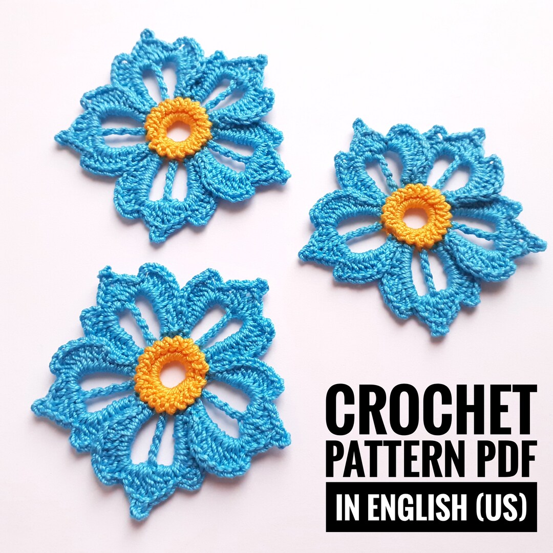 Irish Lace Crochet Flower Pattern: DIY Floral Applique Tutorial (PDF ...