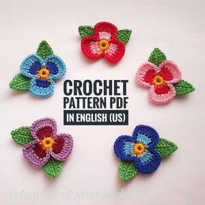 Crochet Pansy and Viola Pattern Crochet Flower Pattern for Pansy Flower ...