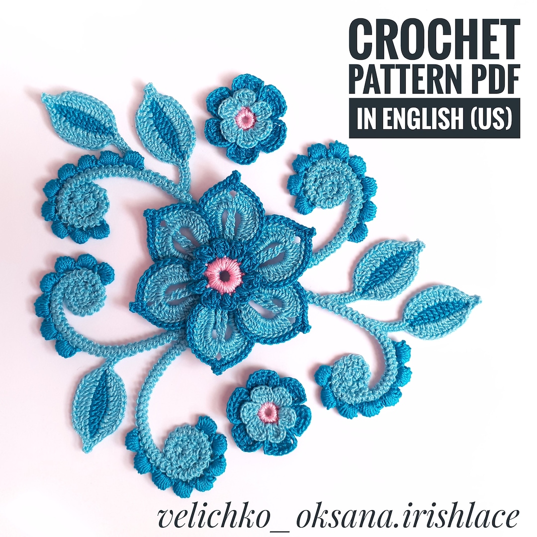 SET Irish Crochet Flower Leaf PATTERN Ireland Lace Motifs - Easy ...