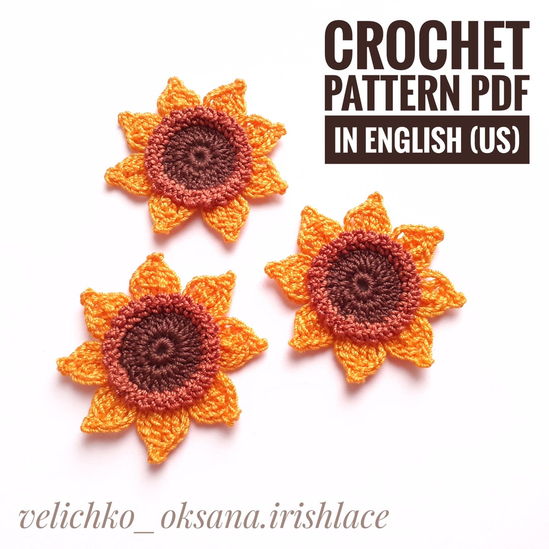 Sunflower Crochet Pattern Irish Lace Pattern DIY Crochet Lace Floral ...