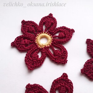 Handmade Irish Lace Flower Pattern DIY Crochet Tutorial Beautiful Crochet Flower Pattern Lace ...