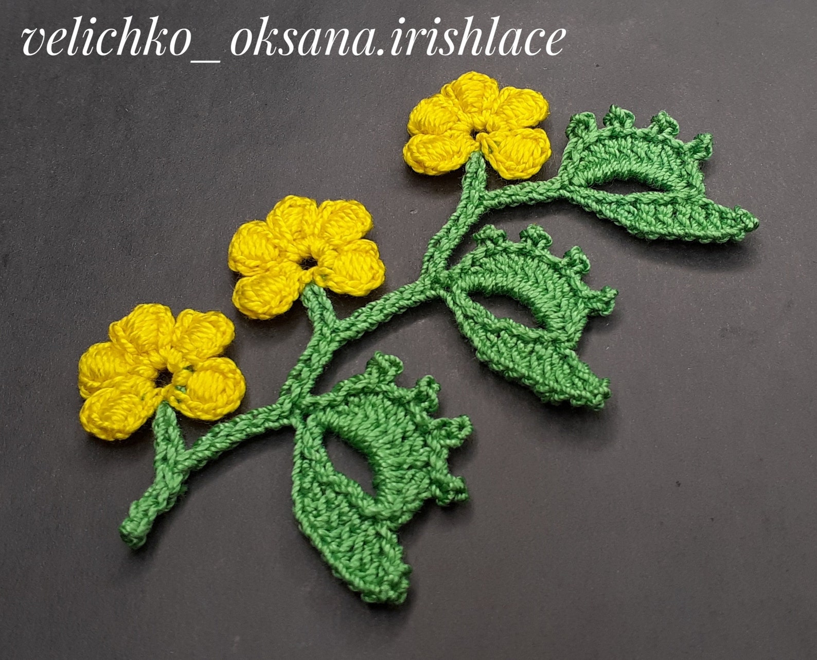 Crochet Branch of Leaves and Flowers Crochet Tutorial PDF Irish Lace ...