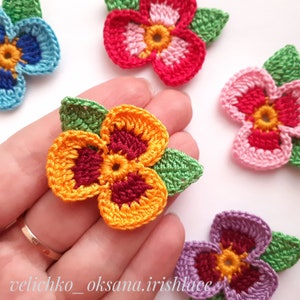 Crochet Pansy and Viola Pattern Crochet Flower Pattern for Pansy Flower ...