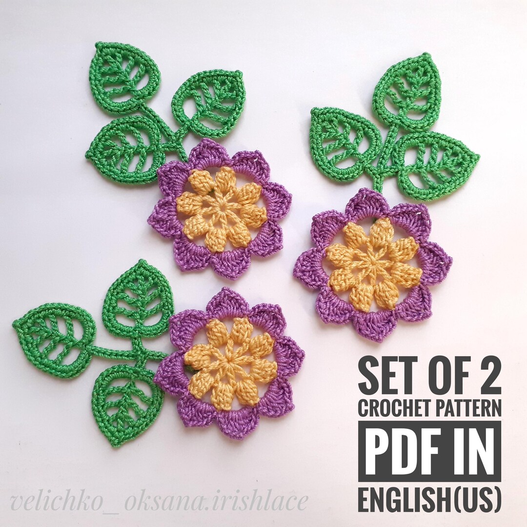 Charming Irish Crochet Flowers & Leaves DIY Lace Motif Patterns PDF ...