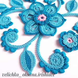 SET Irish Crochet Flower Leaf PATTERN Ireland Lace Motifs - Easy ...