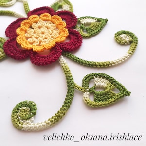 SET Irish Crochet Flower Leaf PATTERN Ireland Lace Motifs - Easy ...