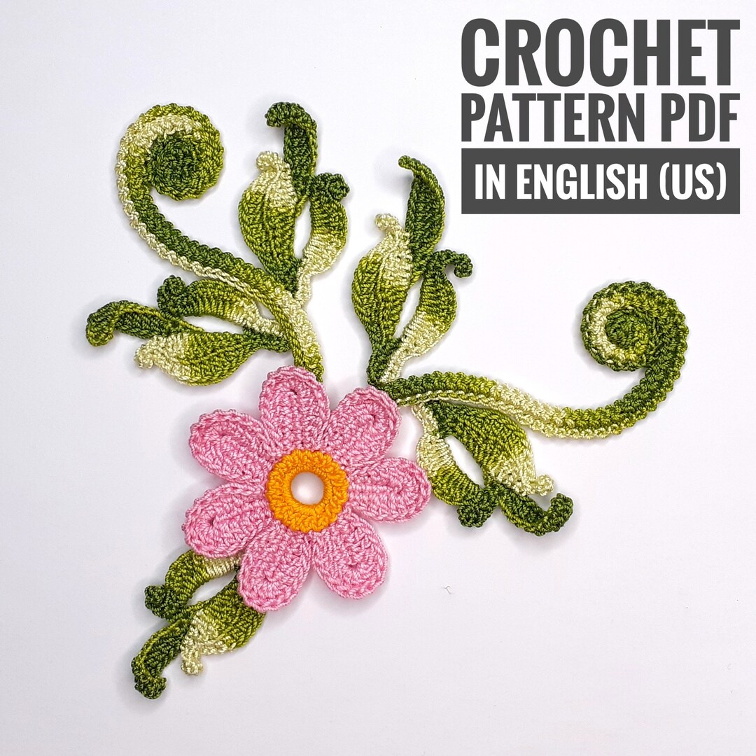 SET Irish Crochet Flower Leaf PATTERN Ireland Lace Motifs - Easy ...