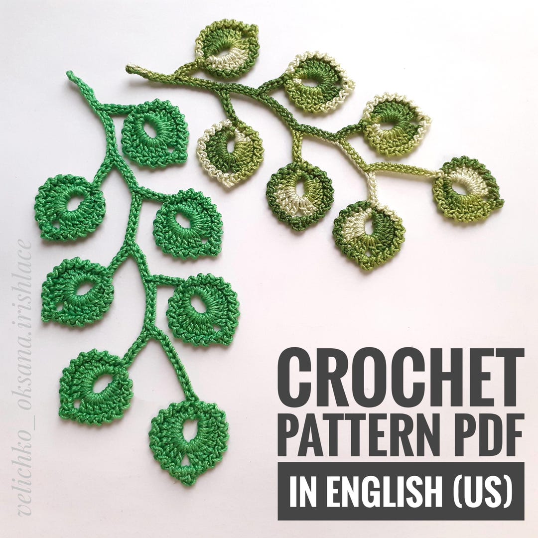 Crochet Branch With Leaves Pattern Crochet Branch Pattern Crochet Leaf ...