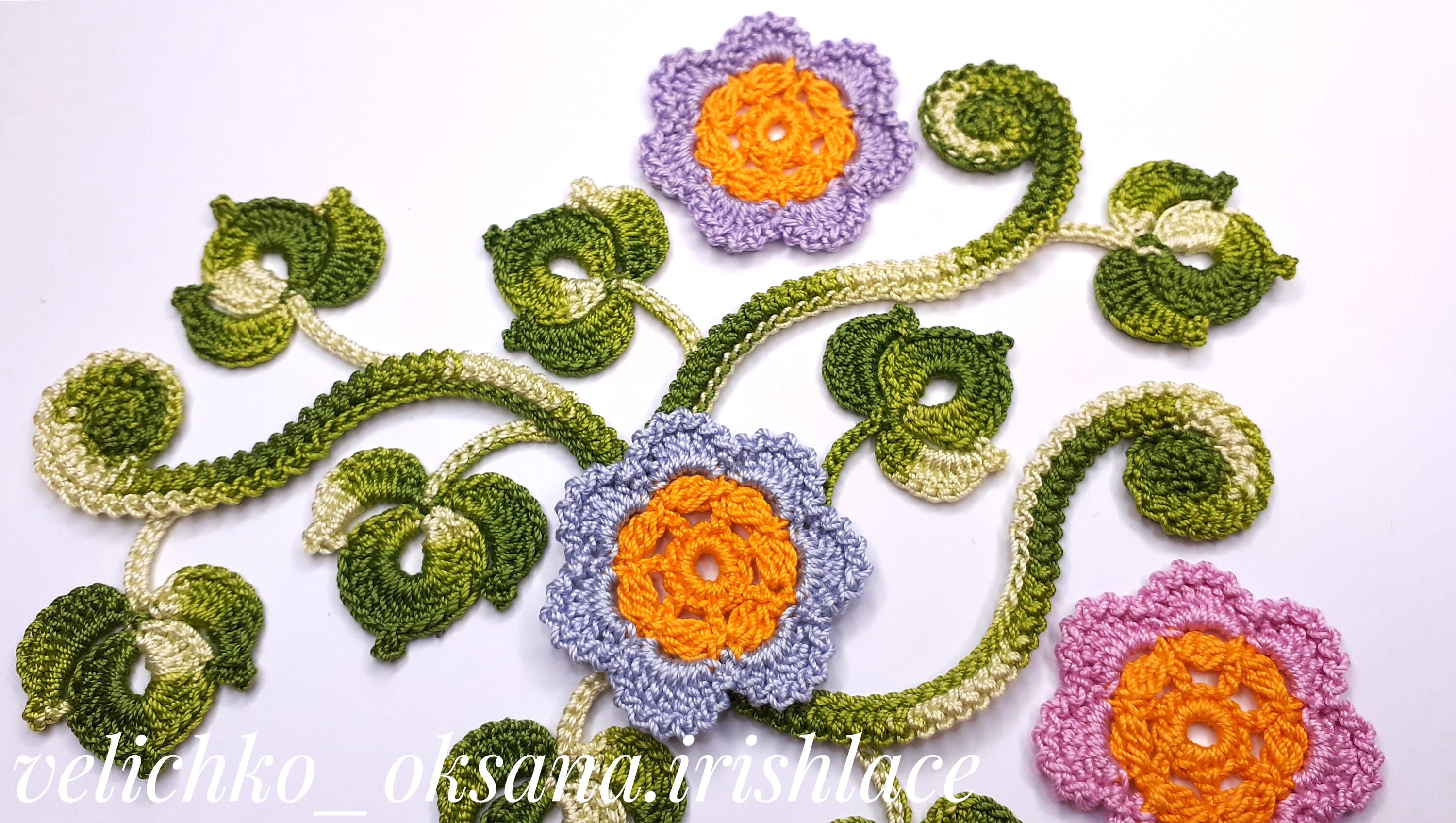 Set Irish Crochet Flower Leaf PATTERN Ireland Lace Motifs Easy Crochet ...