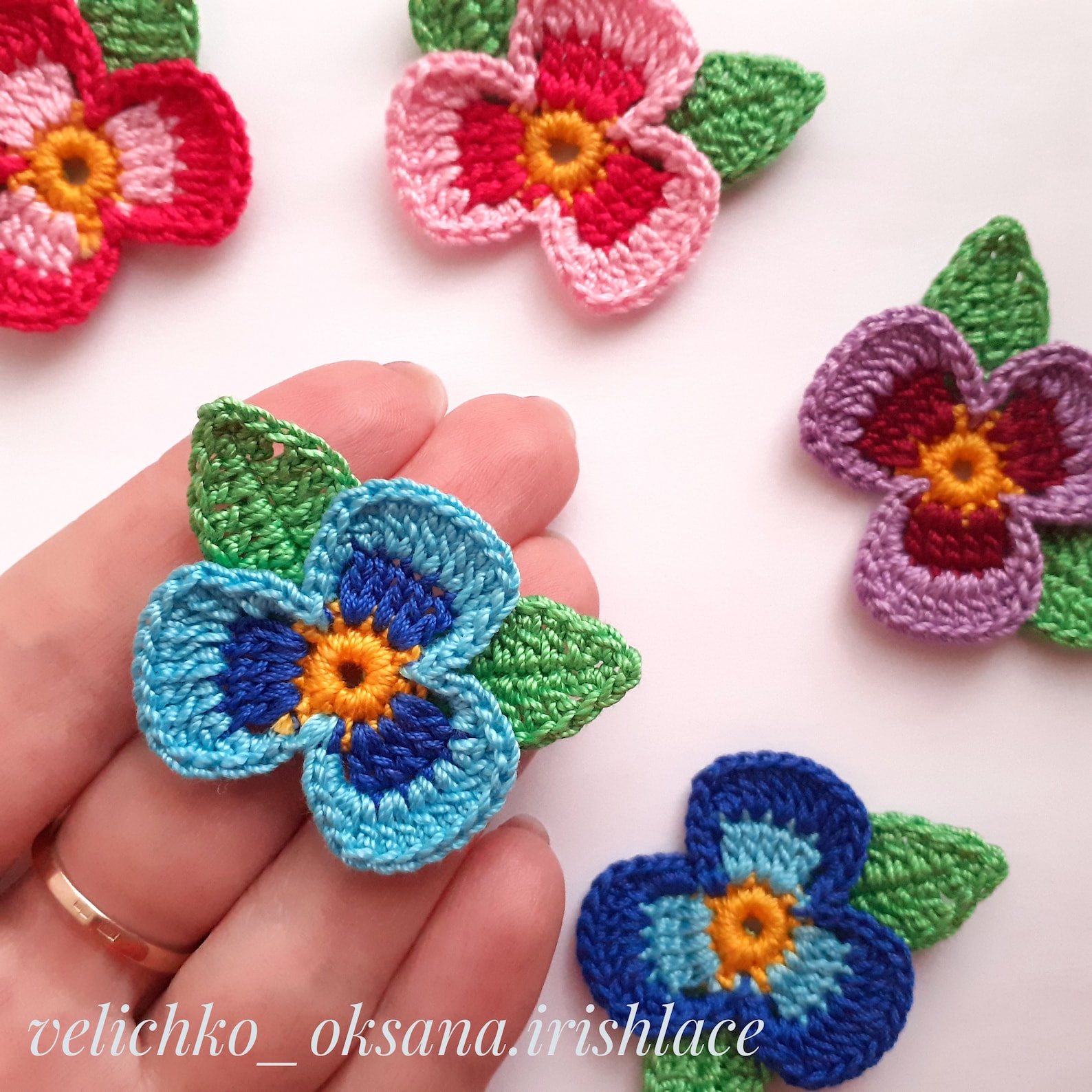 Crochet Pansy and Viola Pattern Crochet Flower Pattern for Pansy Flower ...