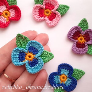 Crochet Pansy and Viola Pattern Crochet Flower Pattern for Pansy Flower ...
