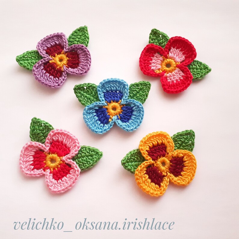 Crochet Pansy and Viola Pattern Crochet Flower Pattern for Pansy Flower ...
